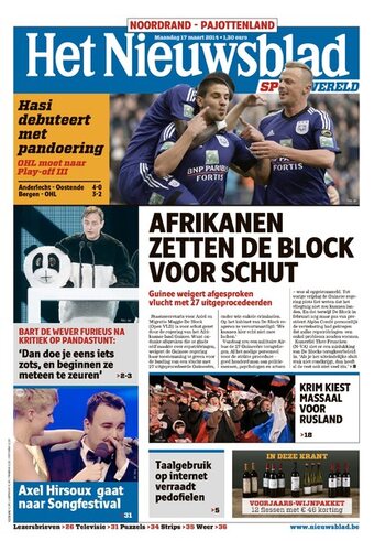 Krantenkoppen van 17/03/2014 (update van 16:01)